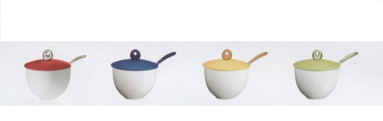 Guzzini, Feeling sugar bowl with spoon, white and deep blue, by ...